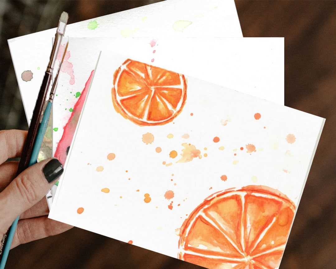 Watercolor Card Bundle: Fruit Cards, Fruit Themed Cards,painted Card ...