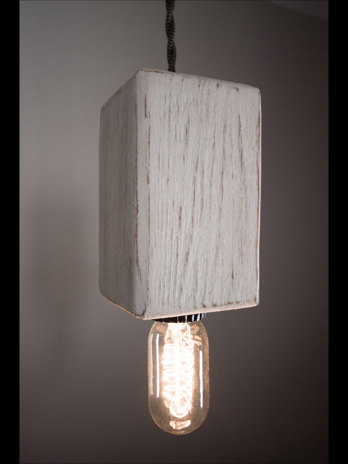 The Trolley Rustic Pendant With Pulley and Edison Bulbs | Etsy