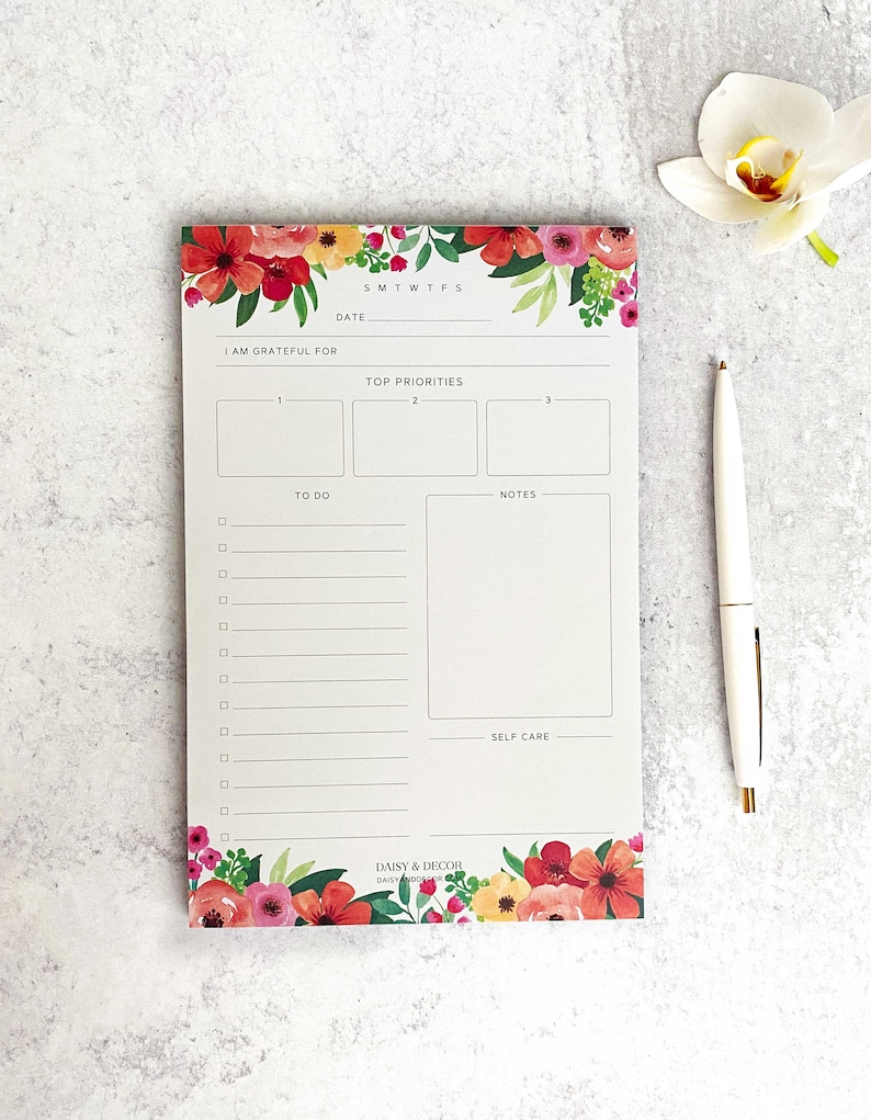 Daily Planner Notepad, to Do List Notepad, Daily Schedule Notepad, Self ...