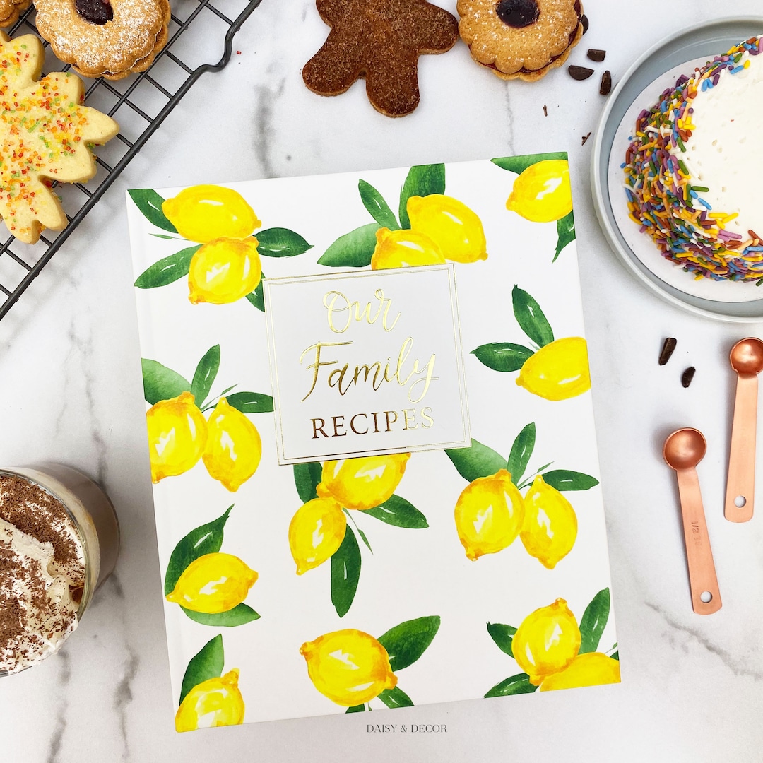 Hardcover Kitchen Recipe Journal, Recipe Book, Lemons Family Cookbook ...