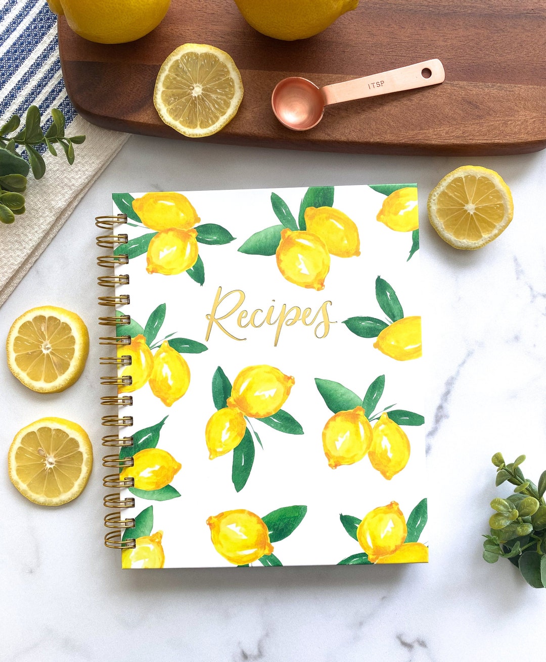 Hardcover Lemon Recipe Book to Write in Your Own Recipes With Tabs ...