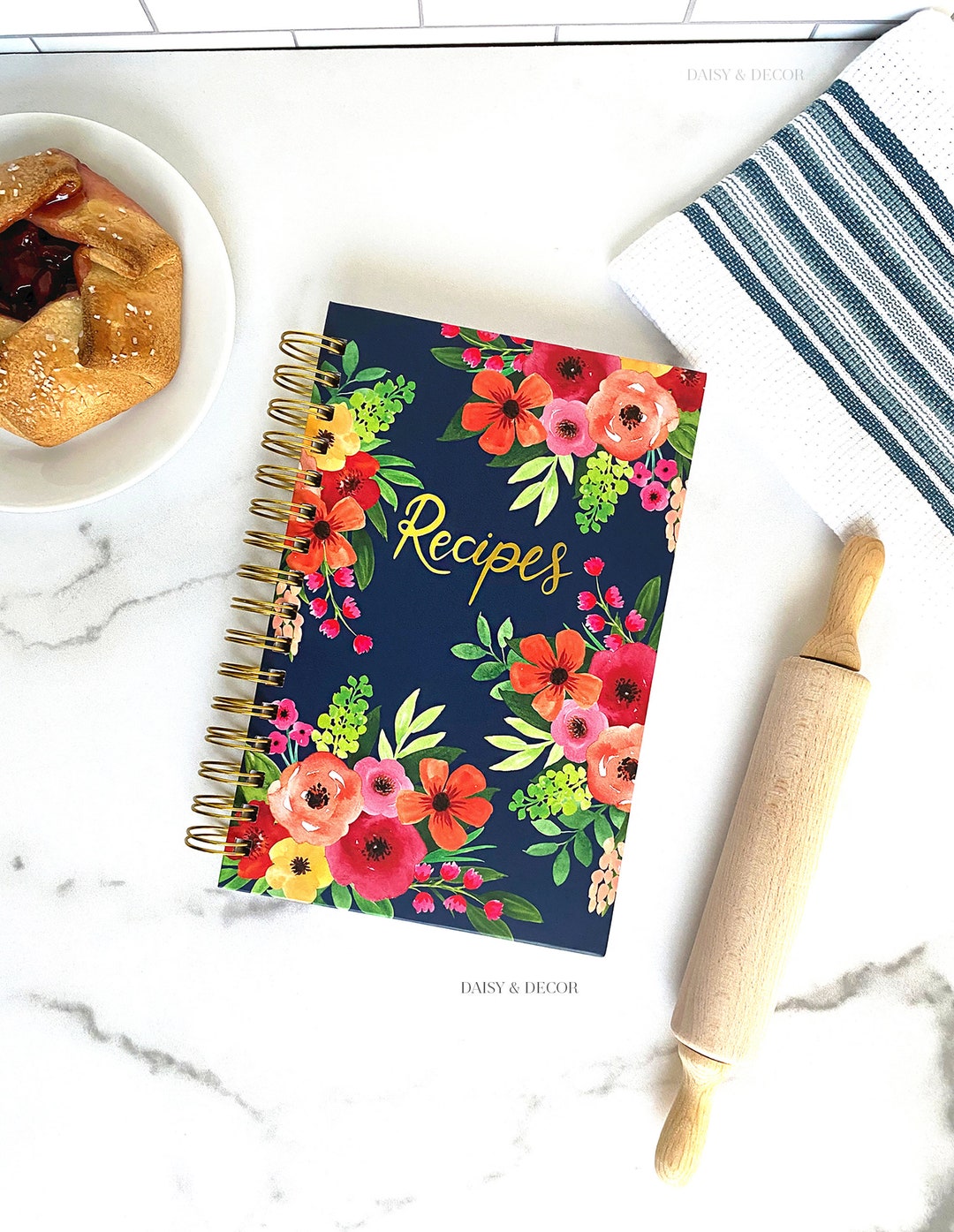 Hardcover Recipe Book, Floral Kitchen Recipe Journal Cookbook, Gift for ...