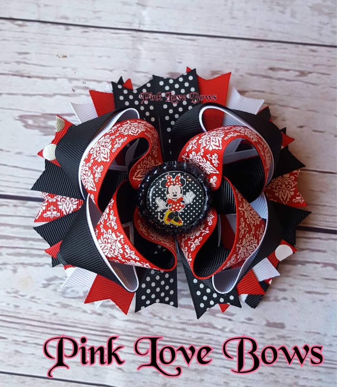 Minnie Bow Red Black White Hair Bow Mouse Bow Cute Matching - Etsy