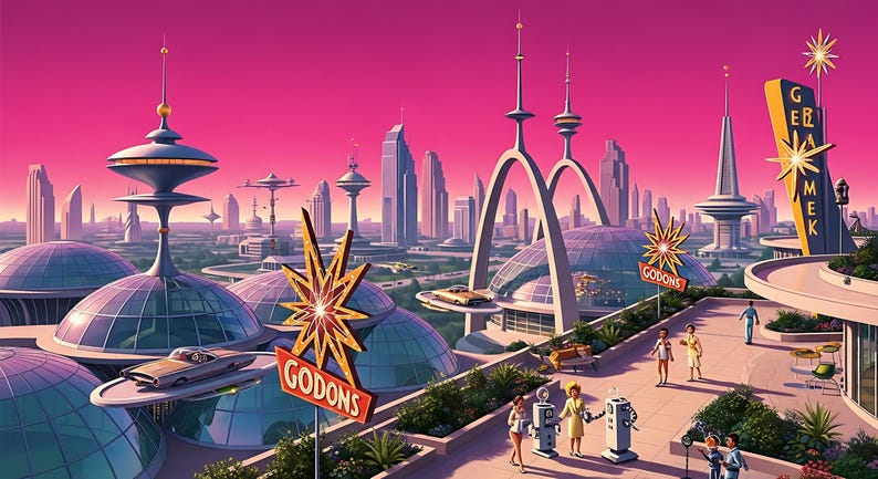 Retro Future City Pictures for Samsung Frame TV: Mid-century Modern Art ...