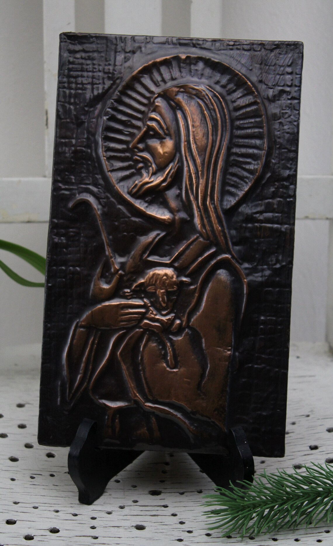 Vintage Copper Mural Jesus Picture Handmade 50s Church Decoration Mid ...
