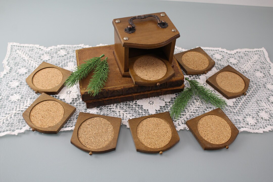 Mid Century 70s Vintage Wooden Coasters High Quality Handmade 8 Pieces ...