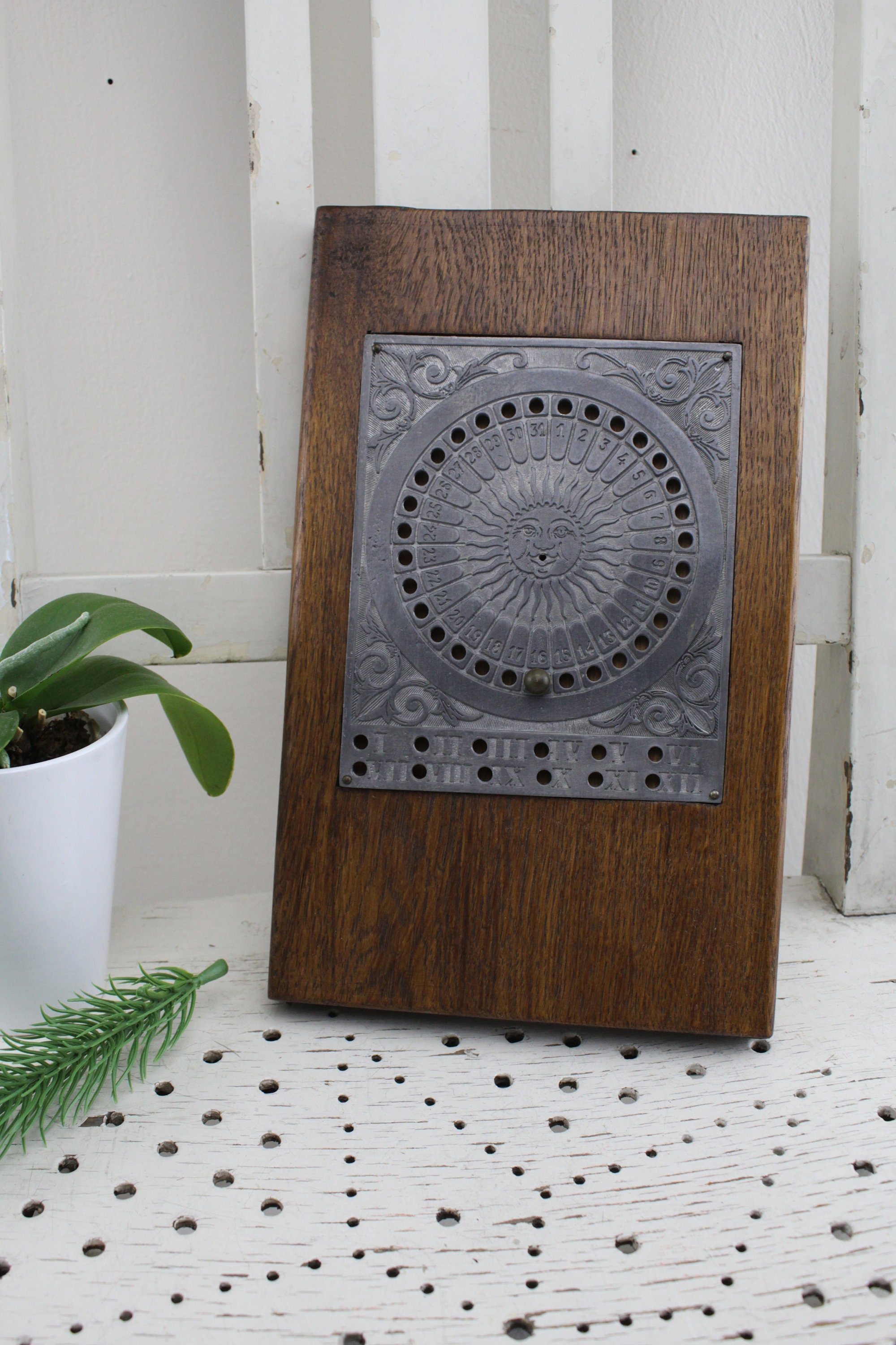 Vintage. Sun Calendar From Lead and Wood Vintage Wall - Etsy