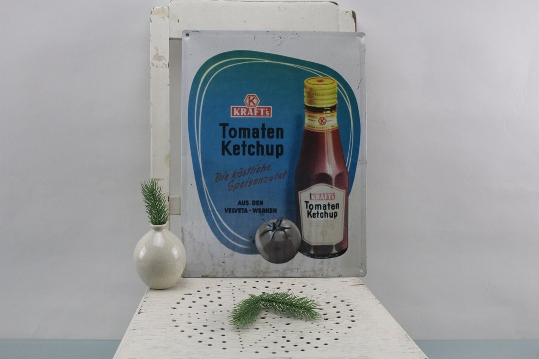 Vintage Kraft Tomato Ketchup Metal Sign Billboard Advertising ...
