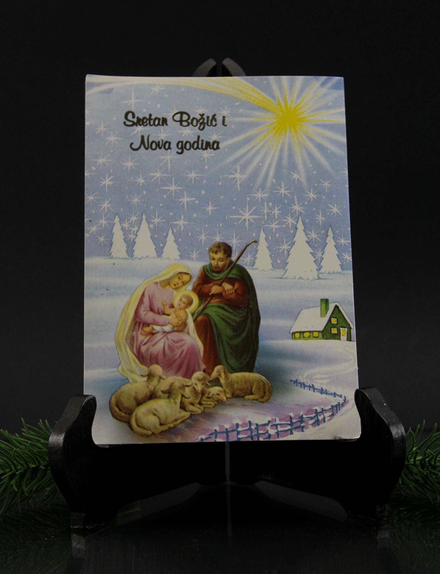 Vintage. Postcard 50s Christmas Card Merry Christmas Greeting - Etsy UK