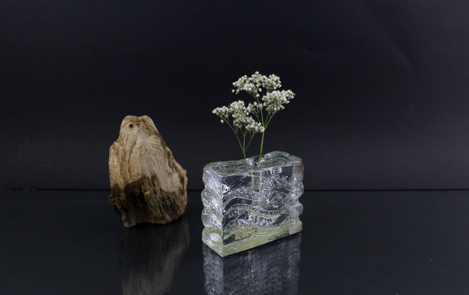 Vintage. Crystal Vase Transparent White Block Crystal Table - Etsy