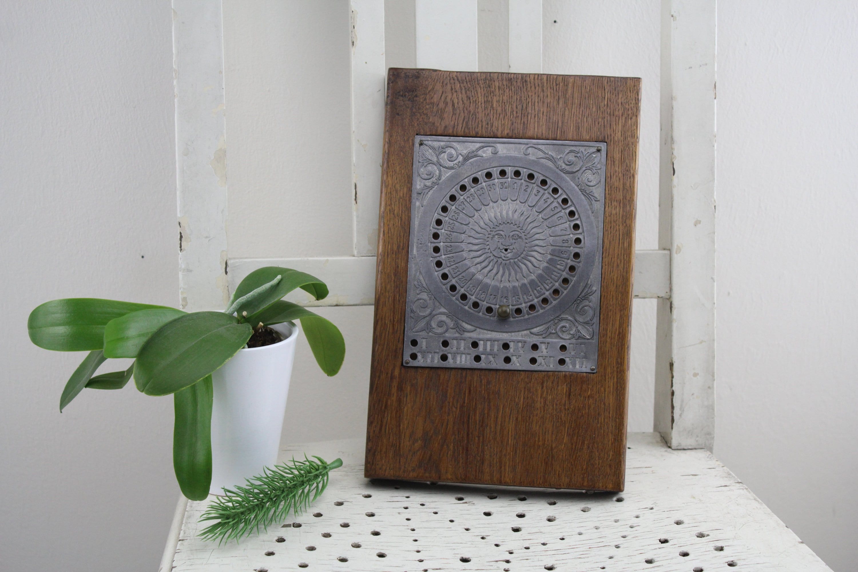 Vintage. Sun Calendar From Lead and Wood Vintage Wall - Etsy