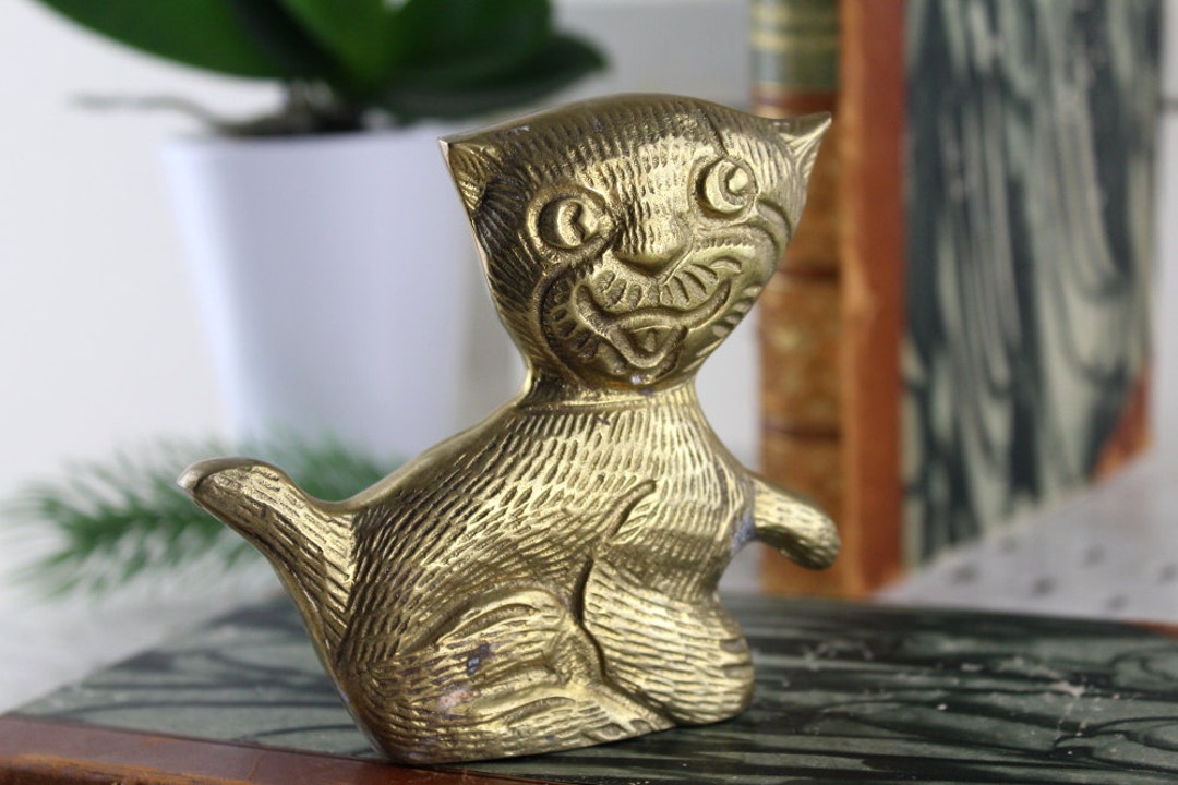 Design Brass Cat Figurine Mid Century Made in Germany Brass Cat ...