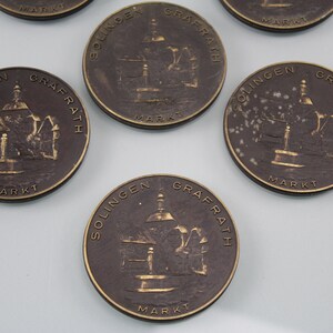 Vintage. 7 Piece Coaster Set 50s Bronze Coasters Serving Glasses ...