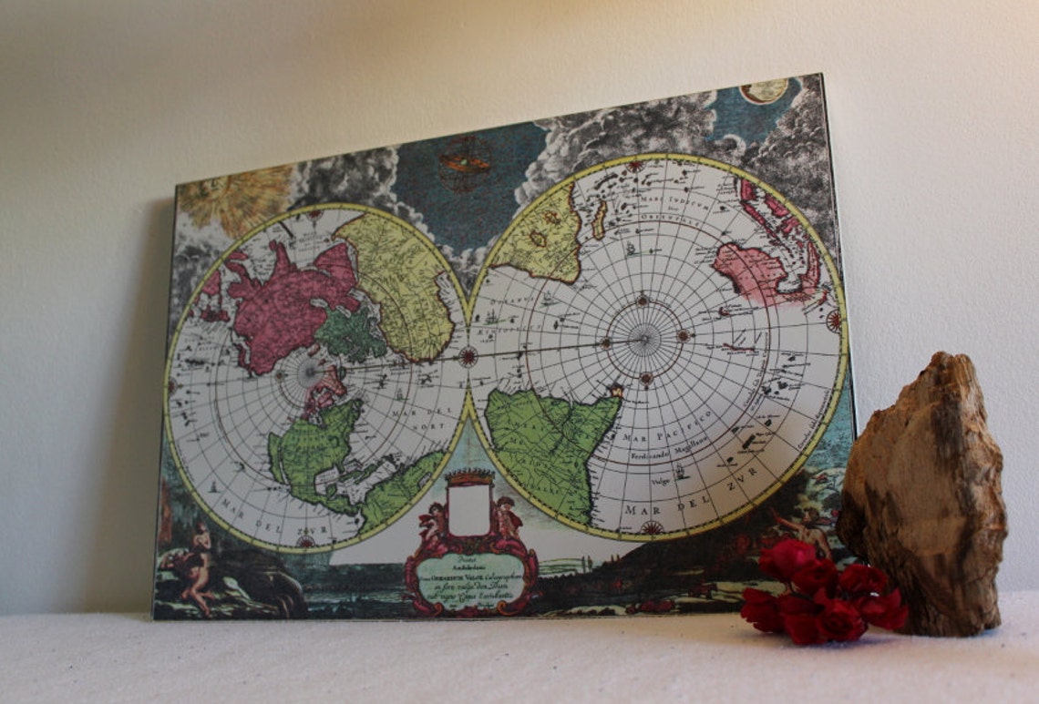 Wall Mural World Map Mid-century Decoration - Etsy