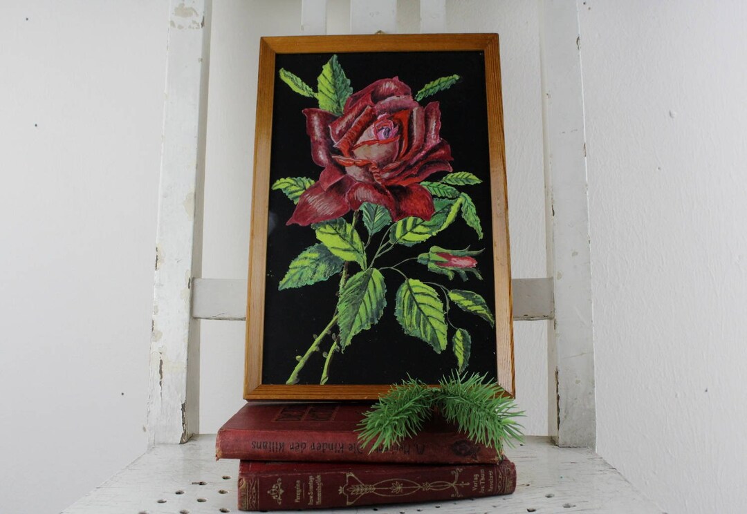Pastel Colors Roses Picture Hand-painted Motif on Paper Contrasting ...