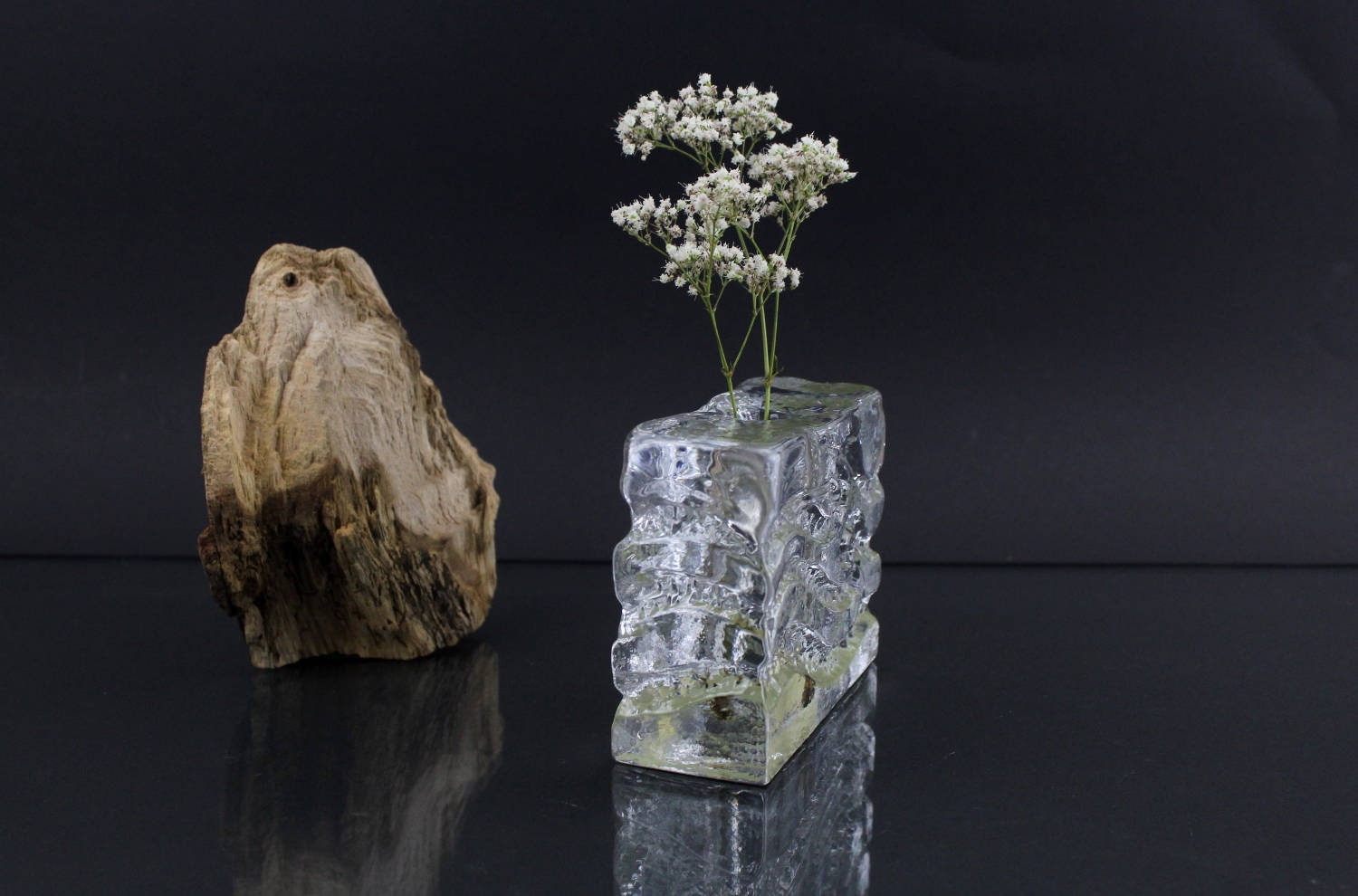 Vintage. Crystal Vase Transparent White Block Crystal Table | Etsy