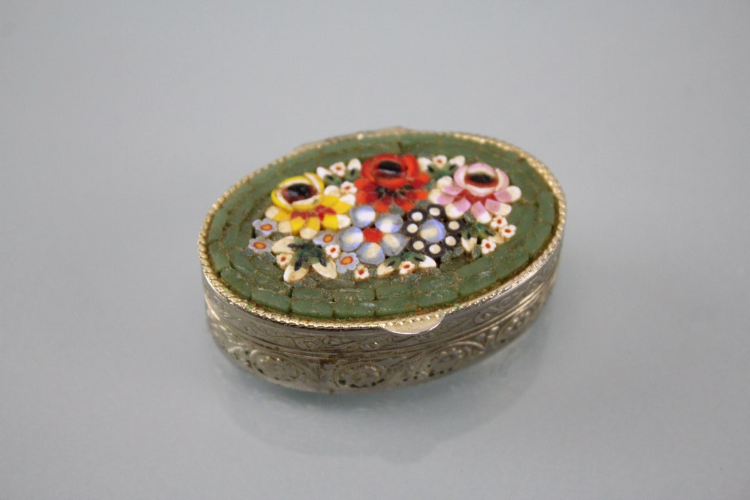 Pill Box Enamel Coated Miniature Tiles Handmade Precious Unique Piece ...