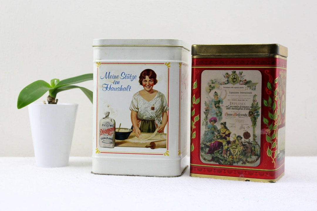 Metal Cans Tea Cans Coffee Cans Tin Cans 60s Vintage Kitchen Decoration ...