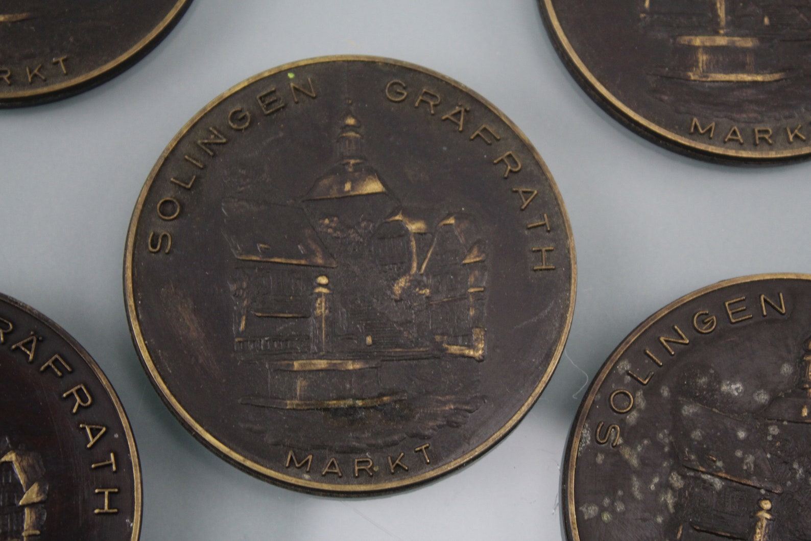 Vintage. 7 piece coaster set 50s bronze coasters serving | Etsy