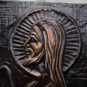 Vintage Copper Mural Jesus Picture Handmade 50s Church Decoration Mid ...