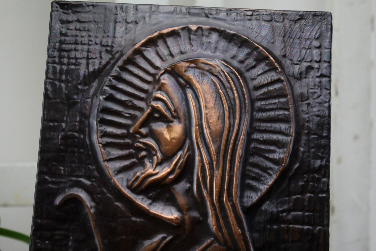 Vintage Copper Mural Jesus Picture Handmade 50s Church Decoration Mid ...