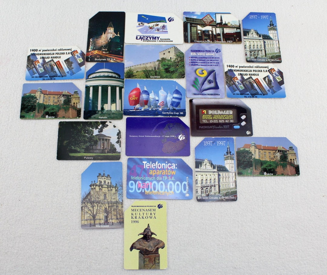 Vintage. 19 Piece Phone Cards Collection Rare Polish Phone Boards Wall ...