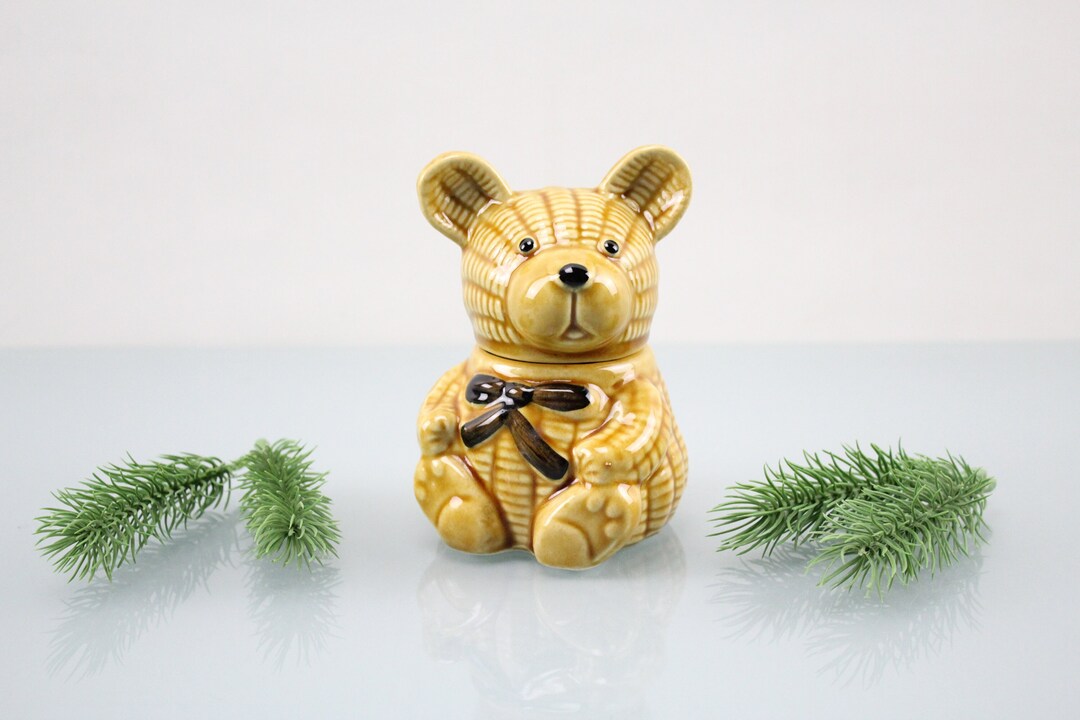 Vintage Honey Pot Porcelain Container Bees Pattern Beehive for Honey ...