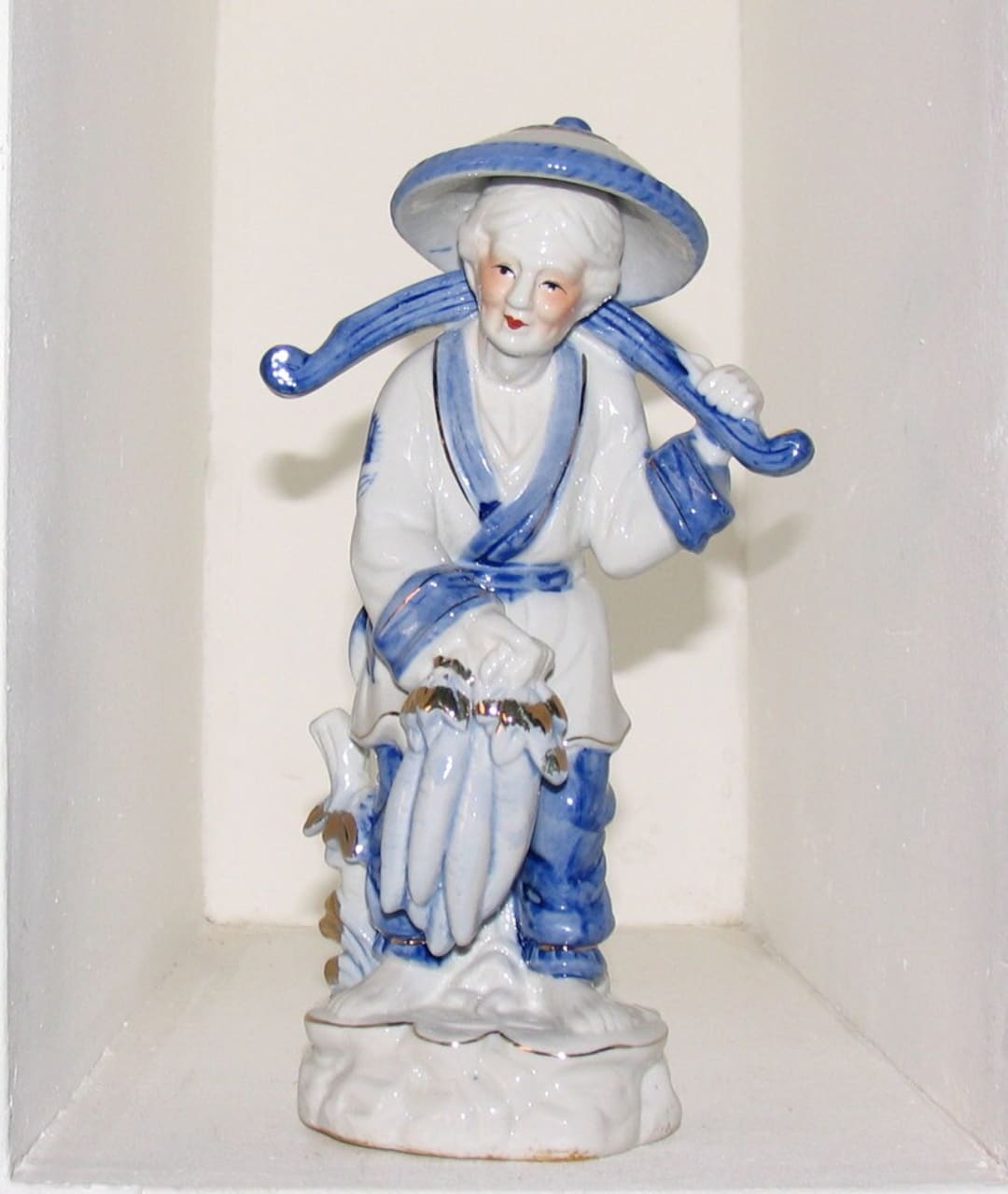Vintage.chinese Porcelain Figurine White Blue Vitrine Decoration - Etsy