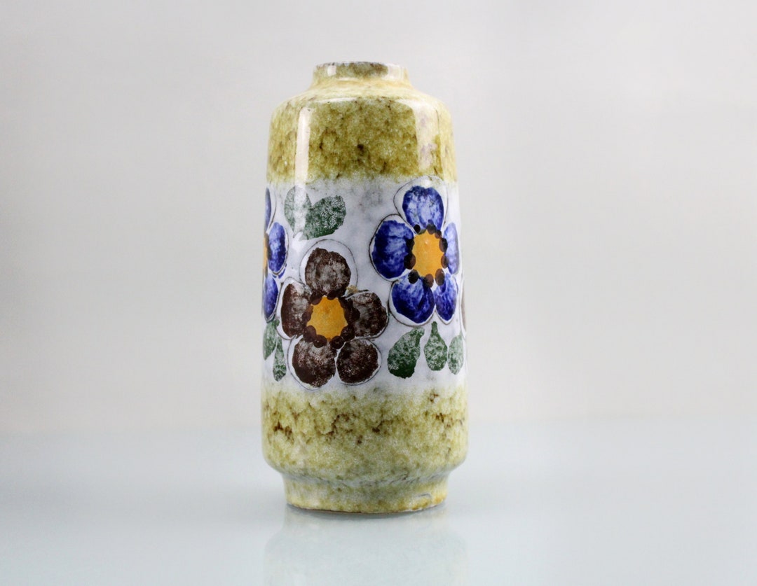 Flower Vases Mid Century Vintage 70s Floral Pattern Ceramic Vase - Etsy