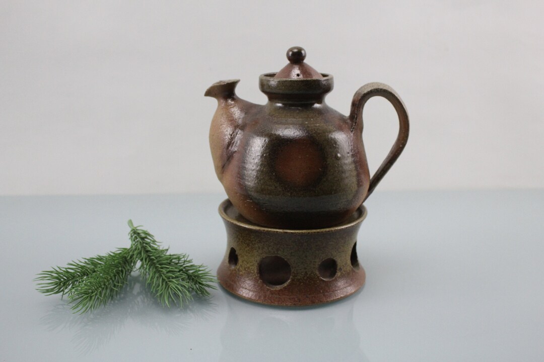 Rustic Ceramic Jug With Warmer Precious Two-piece Set Teapot Coffee Pot ...