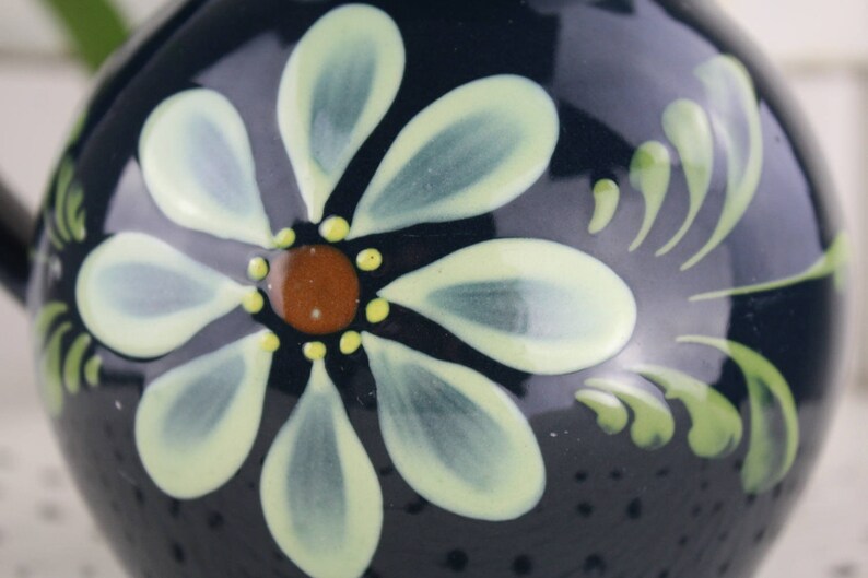 Vintage. Milk Jug Juice Jug Ceramic Blue With Floral Pattern | Etsy