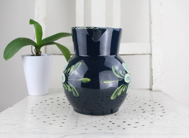 Vintage. Milk Jug Juice Jug Ceramic Blue With Floral Pattern | Etsy