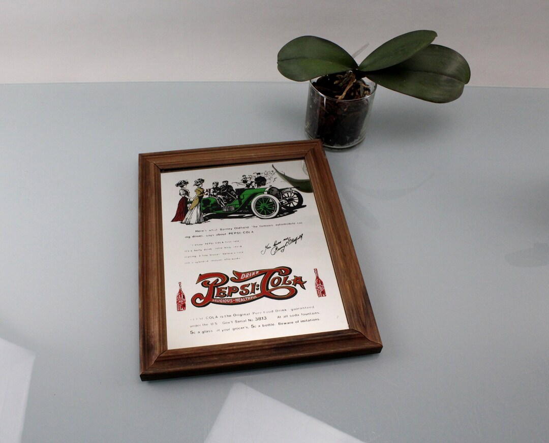 Pepsi Wall Mirror in Wooden Frame 35x28 Old Advertising Decoration Wall ...