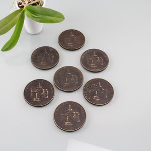 Vintage. 7 Piece Coaster Set 50s Bronze Coasters Serving Glasses ...
