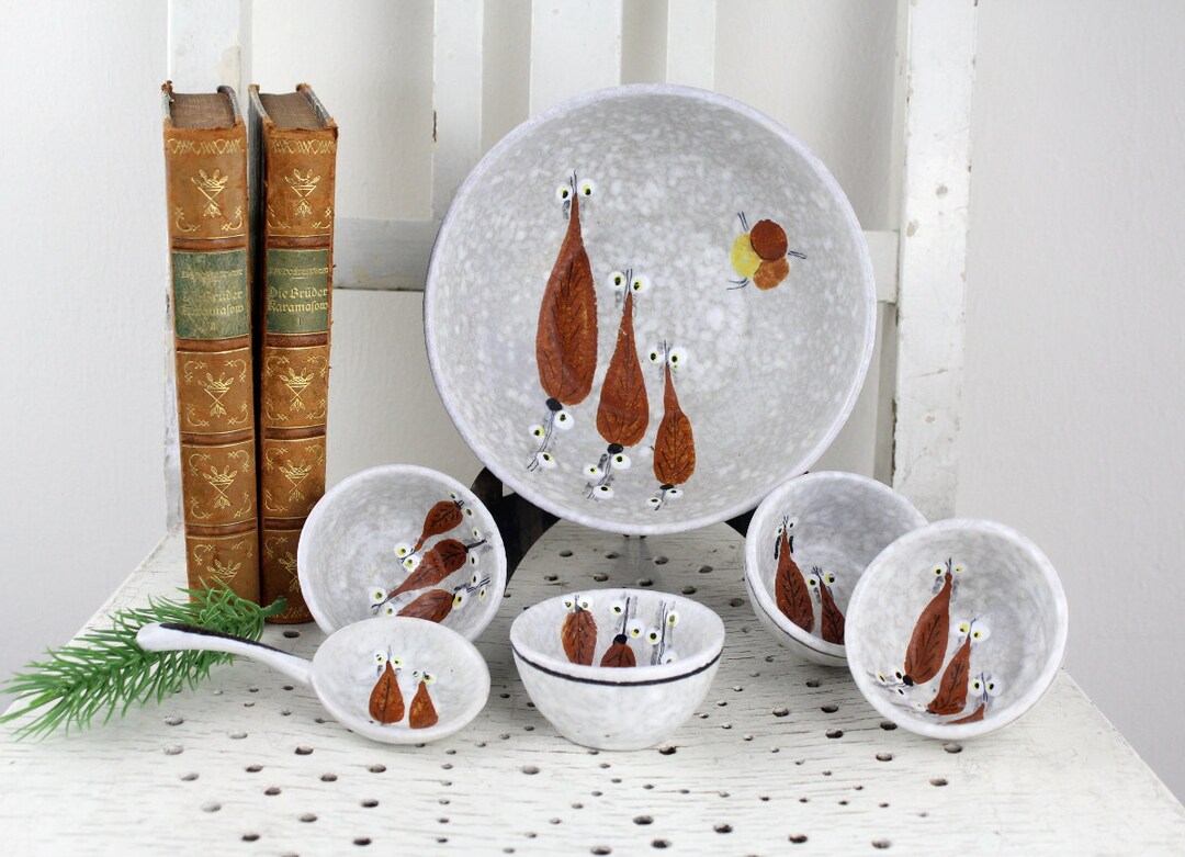 6 Piece Set Mid Century 60s Ceramic Bowl / Dish Handmade CORA Ceramic ...