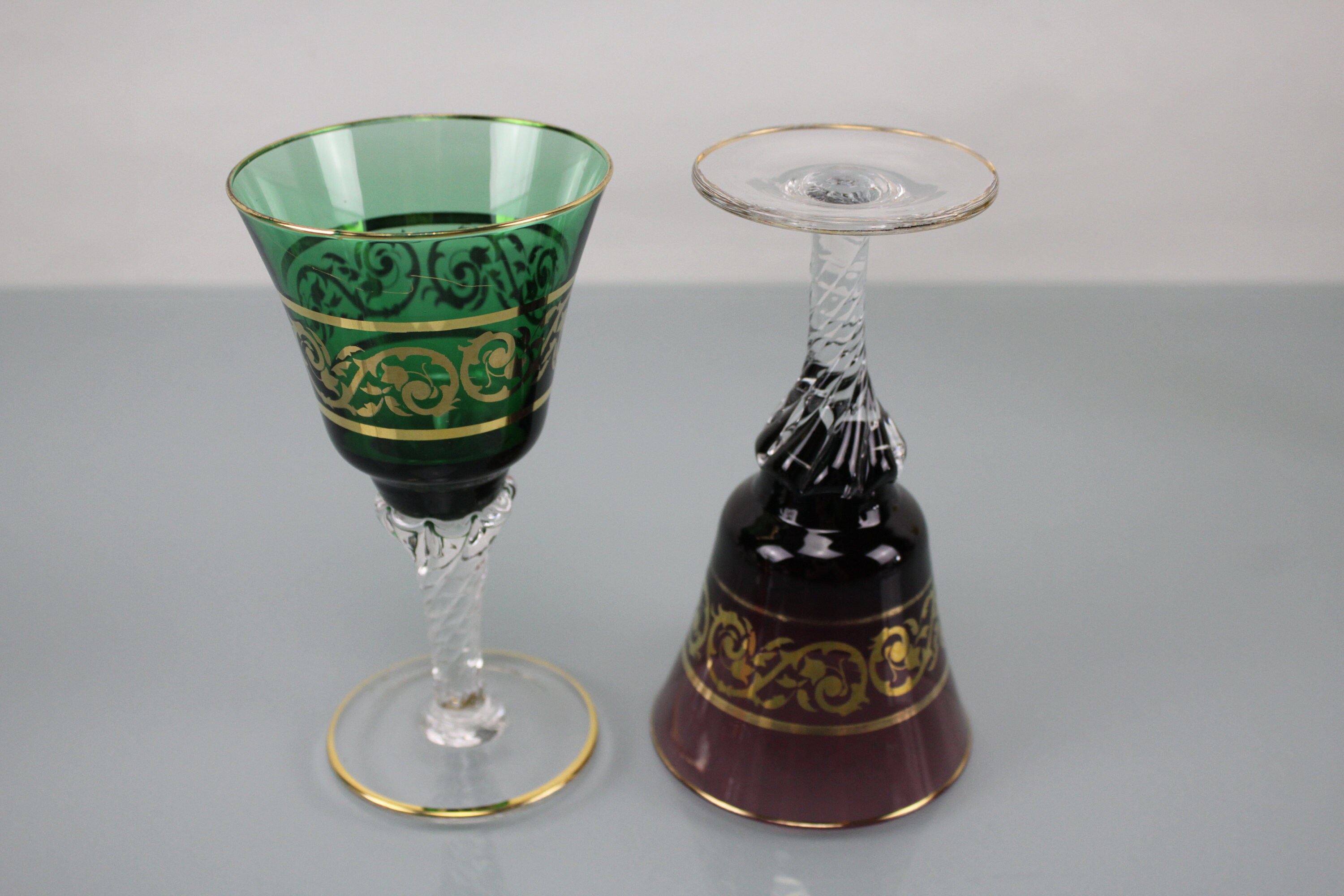 Vintage Real Gold Rim Design Set of 5 Glasses Crystal Glass | Etsy