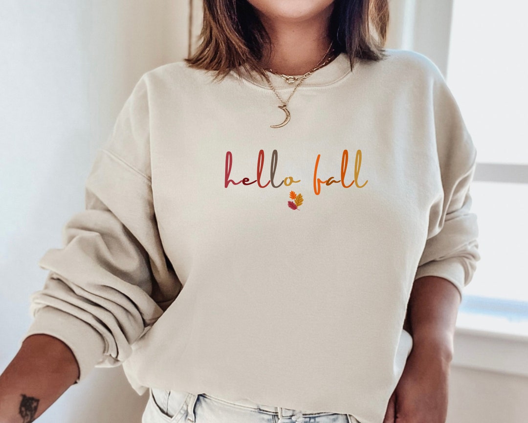 Hello Fall Sweatshirt, Womens Fall Sweatshirts, Fall Crewneck, Autumn ...