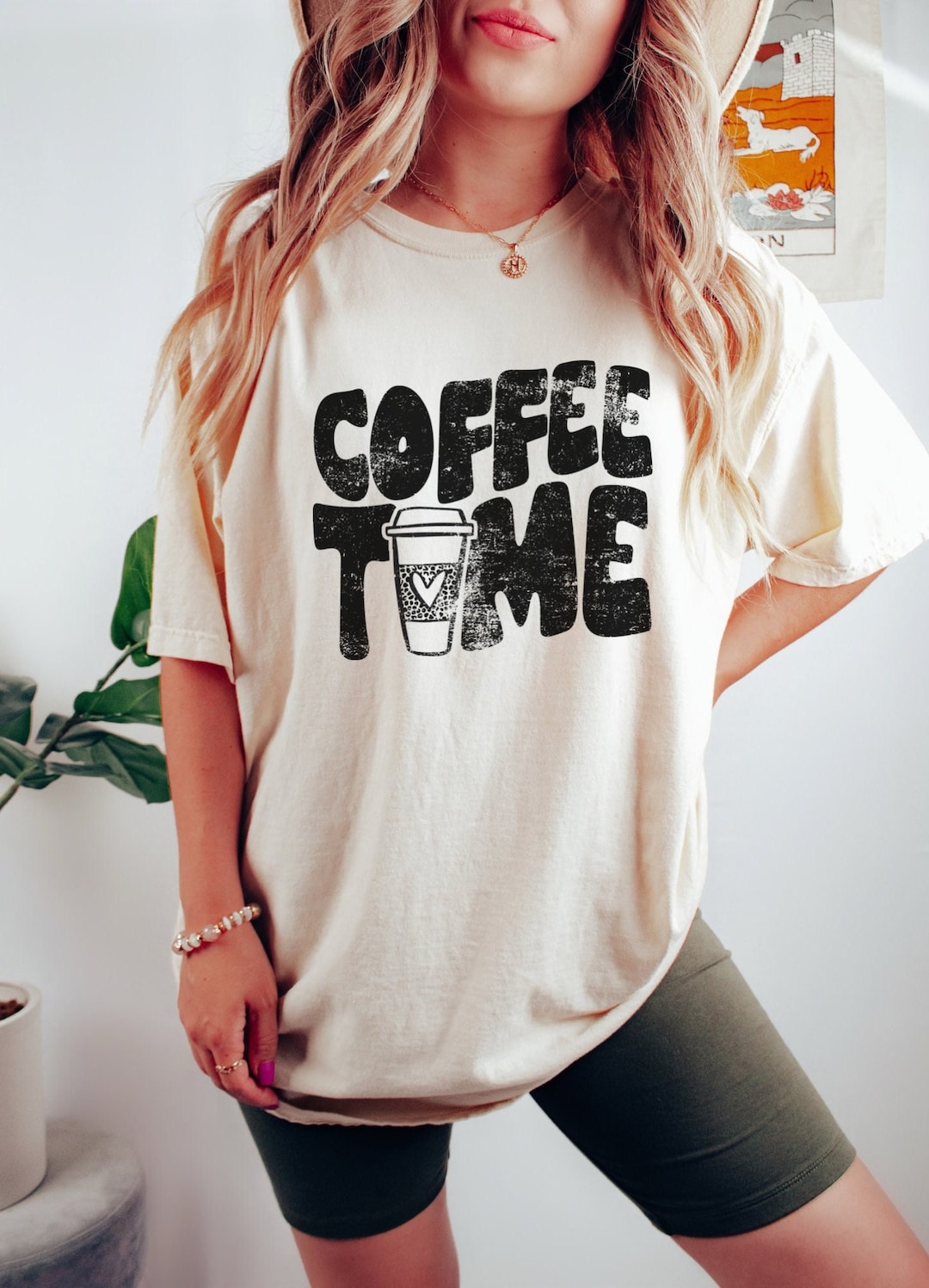 Comfort Colors Coffee Time Shirt, Womens Retro Distressed Coffee T ...
