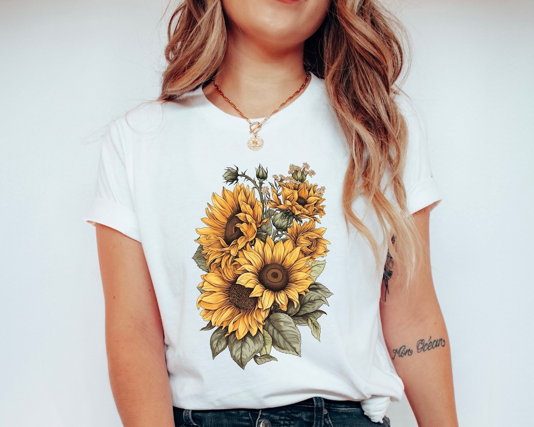 Sunflowers Shirt, Cottagecore Sunflower Shirts, Womens Sunflower Tees ...