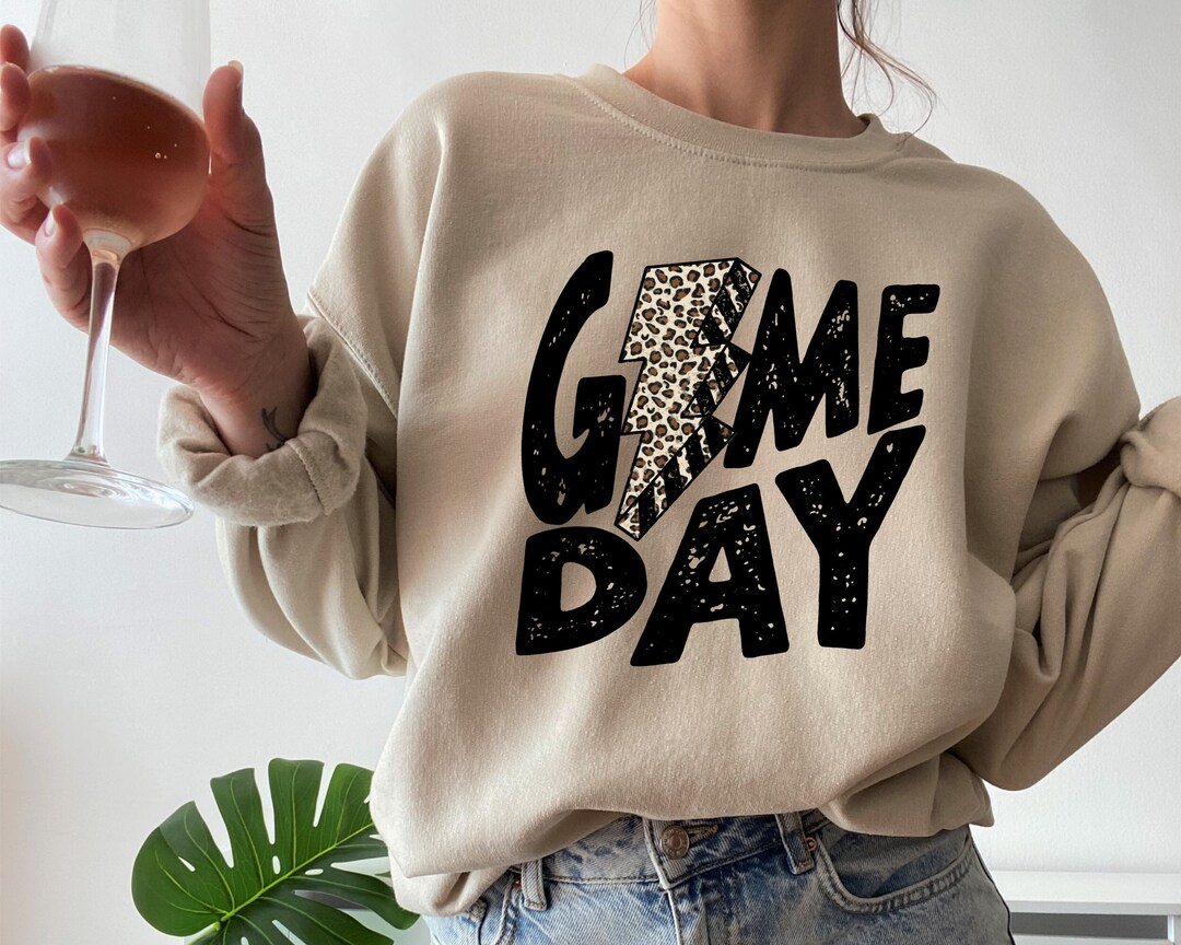 Game Day Sweatshirt, Gameday Leopard Lightning Bolt Sweatshirt, Gameday ...