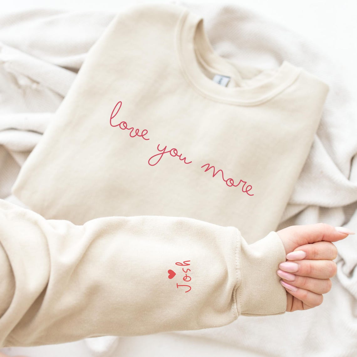Love You More Sweatshirt With Custom Name Valentine's Day Gift Idea for ...