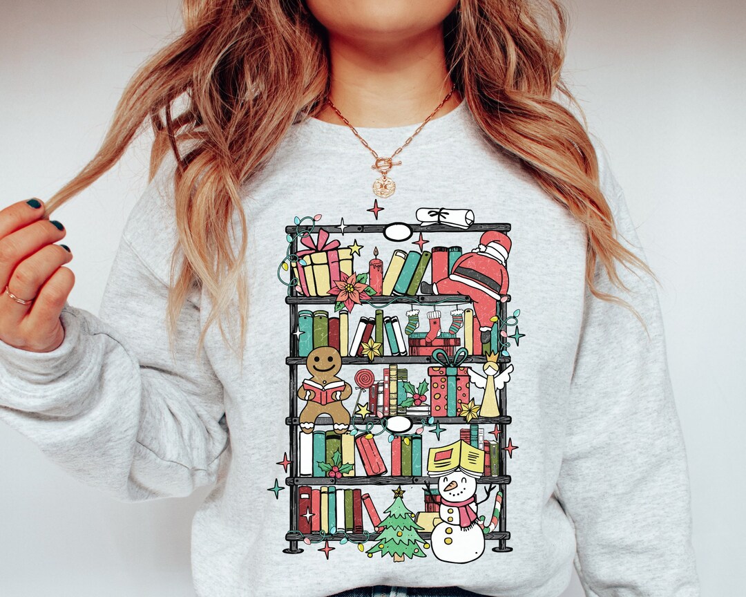 Bookish Christmas Sweatshirt, Christmas Reading Sweatshirt, Bookish ...