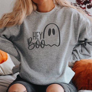 Hey Boo Sweatshirt, Womens Halloween Sweatshirt, Fall Crewneck ...