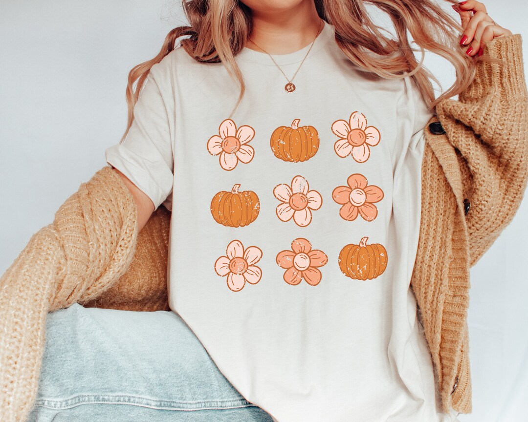Retro Pumpkins Shirt, Fall Shirt, Womens Fall Shirts, Halloween Graphic ...