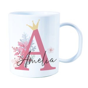 Personalised Floral Crown Initial Polymer Unbreakable Cup - Etsy