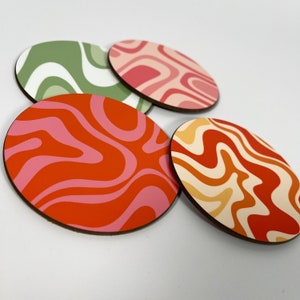 Retro 70s Swirl Pattern Set of 4 Coasters - Etsy