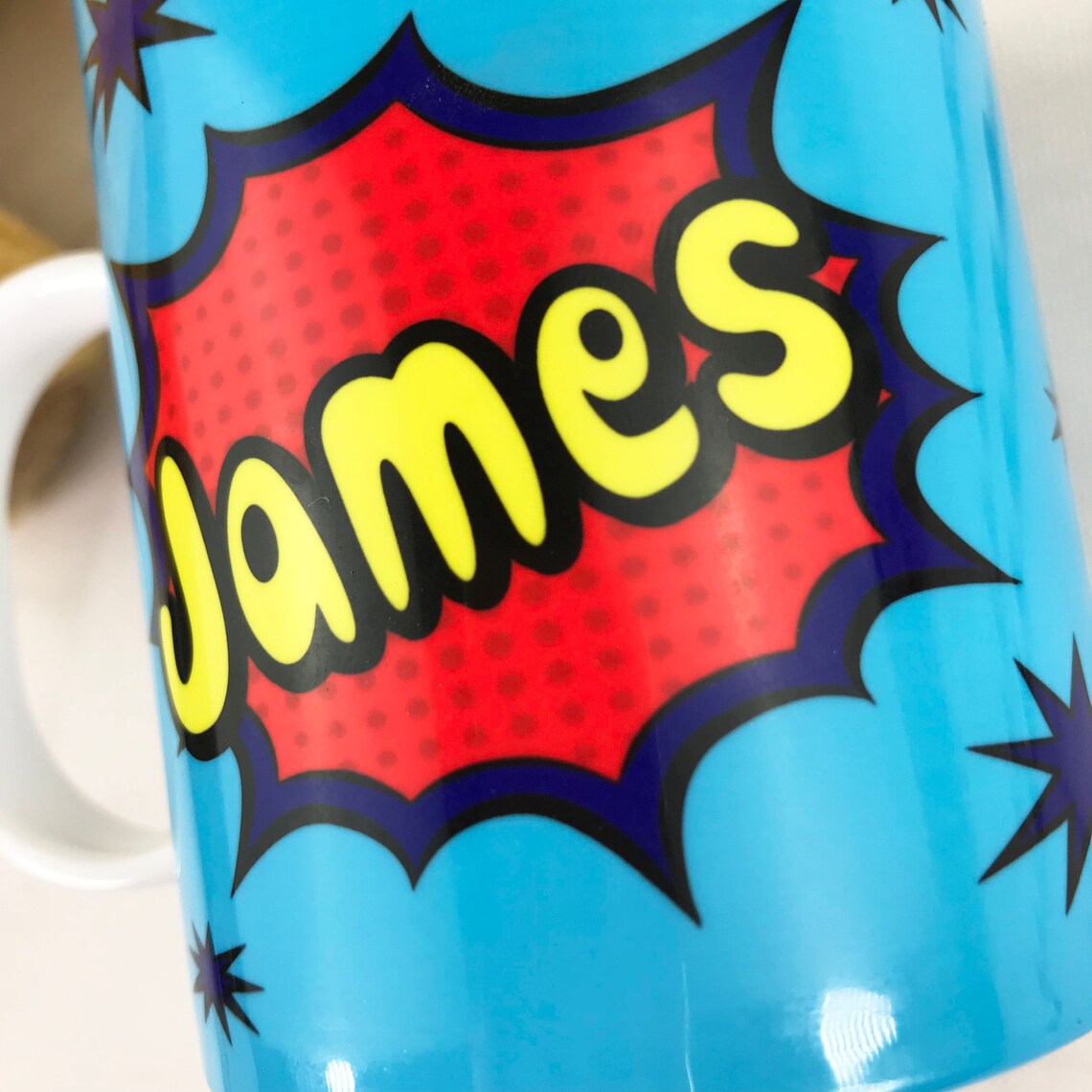 Kids personalised BLUE Pow polymer unbreakable mug kids | Etsy