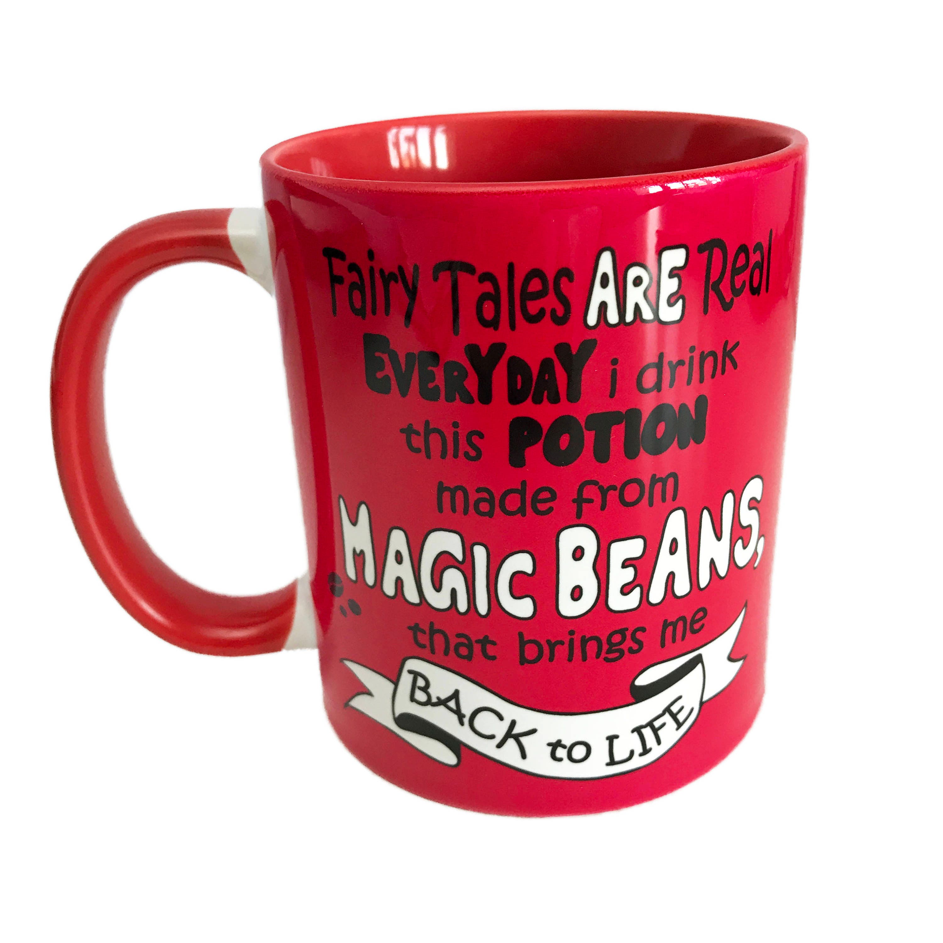 Fairy Tale, Magic Beans Red Inner and Handle 10oz Ceramic Mug, Gift for ...
