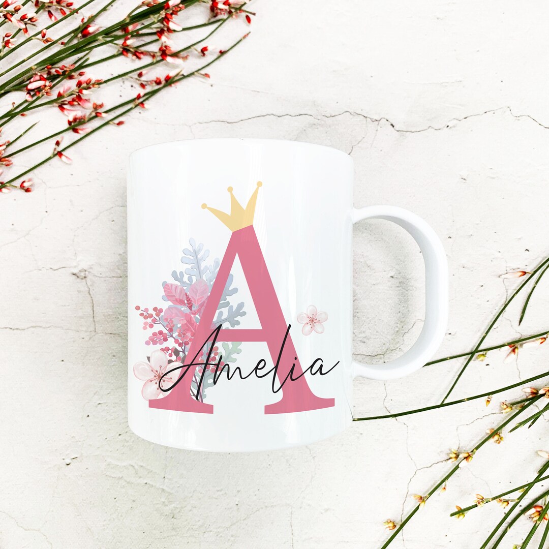 Personalised Floral Crown Initial Polymer Unbreakable Cup - Etsy