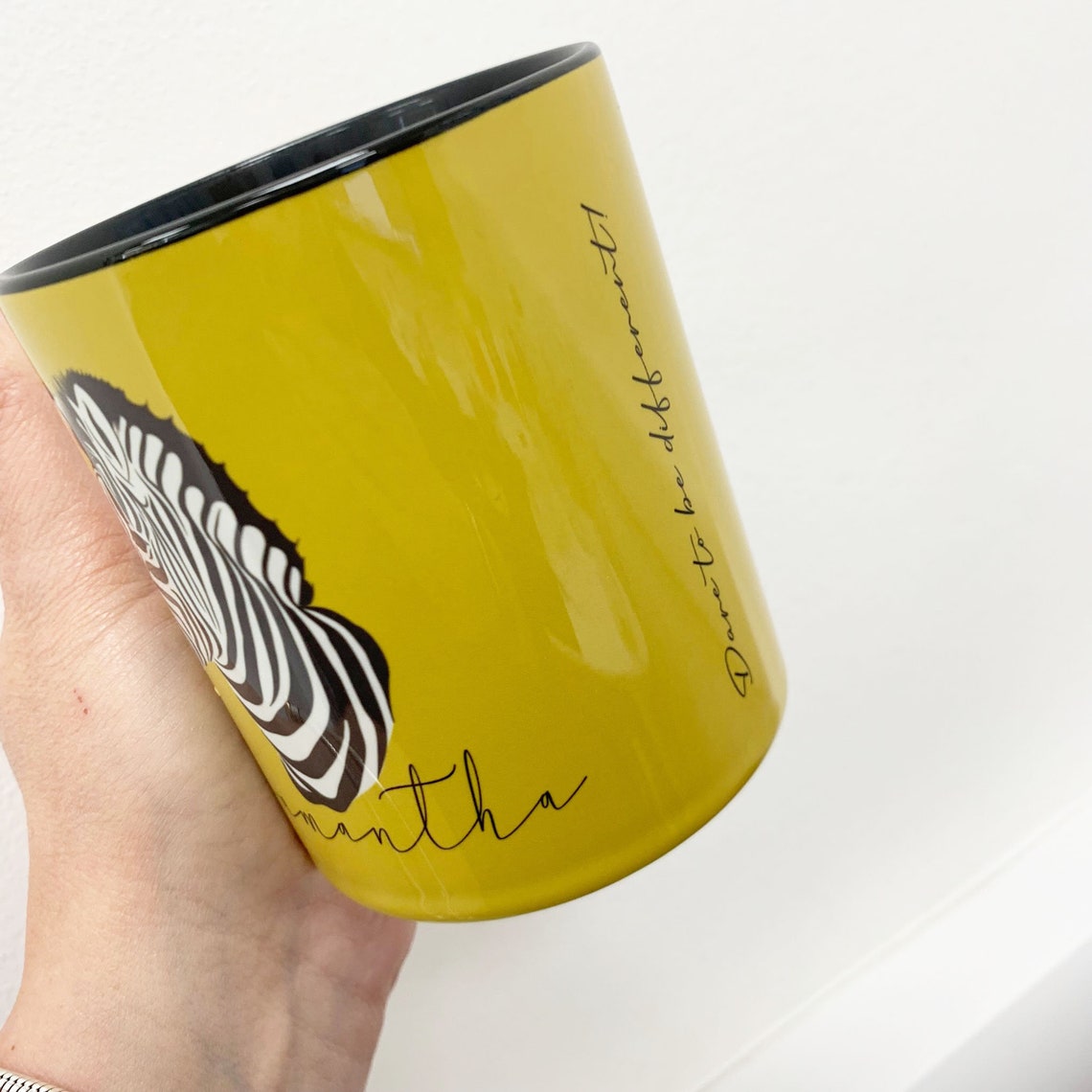 Personalised Mustard Zebra Mug | Etsy